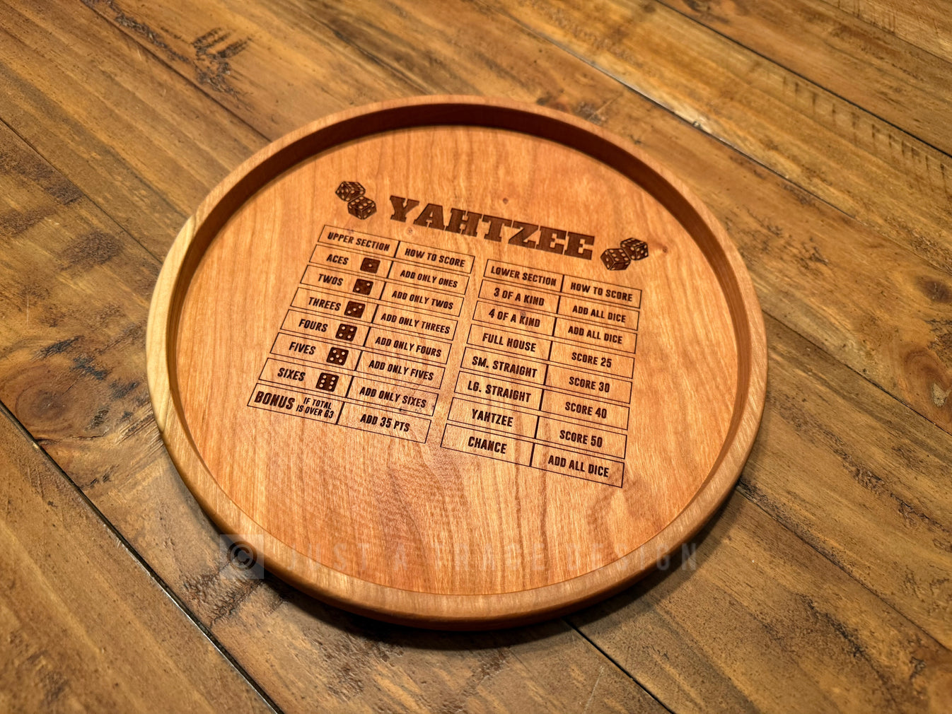 10" Yahtzee Dice Tray, Dice Game, Board Game, Cherry Hardwood Rolling ...